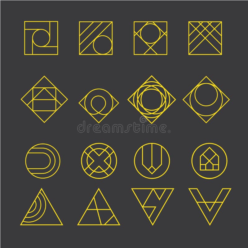 Geometric Abstract Contour Shapes, with Different Combinations of Lines ...