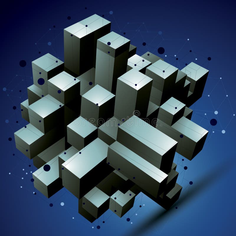 Geometric Abstract 3D Complicated Lattice Object, Asymmetric Element ...
