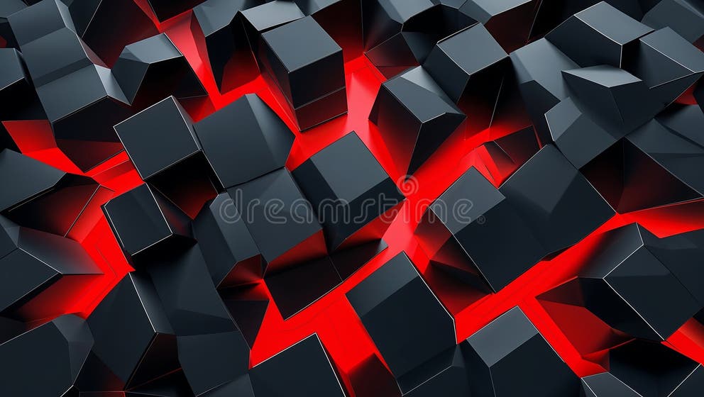 Geometric Abstract 3D Design with Black Angular Polygonal Shapes Stock ...