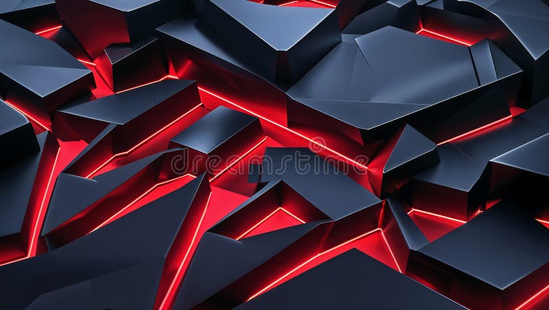 Geometric Abstract 3D Design with Black Angular Polygonal Shapes Stock ...