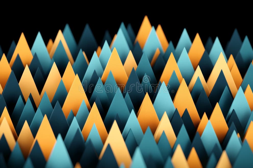 Geometric Abstract 3D Pyramid Pattern in Blue Orange Forming Complex ...