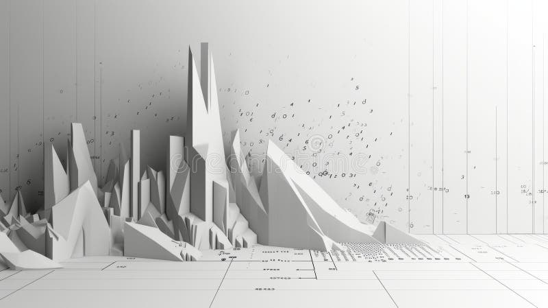Geometric Abstract 3D Scene with Fragmented Towers Stock Illustration ...
