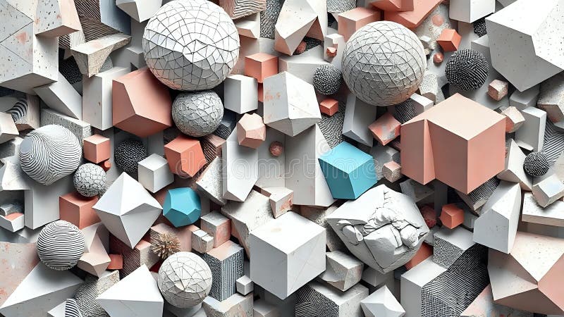 Geometric And Abstract 3d Shapes Patterns And Textures Creating Depth And Complexity Stock