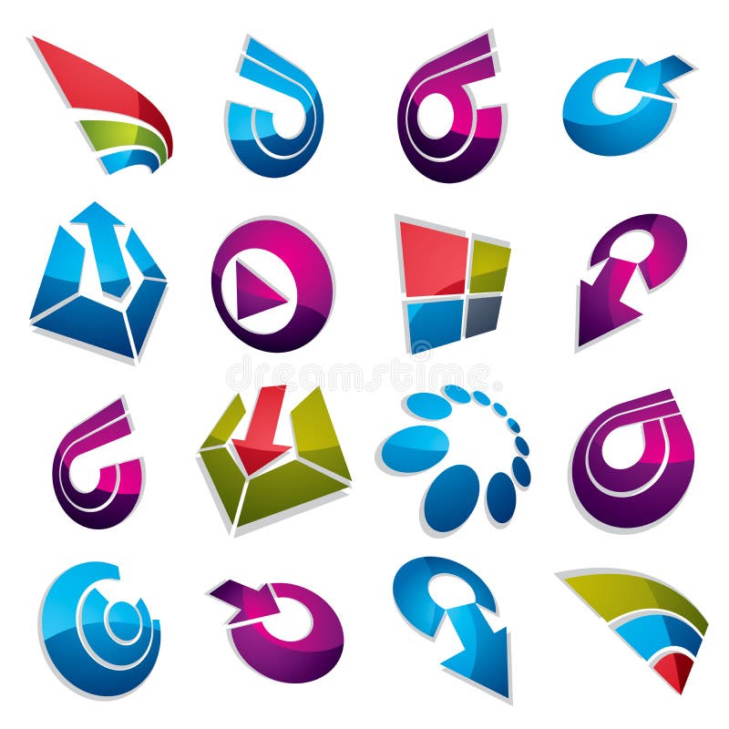Geometric Abstract 3d Vector Shapes. Collection of Arrows, Navigation ...