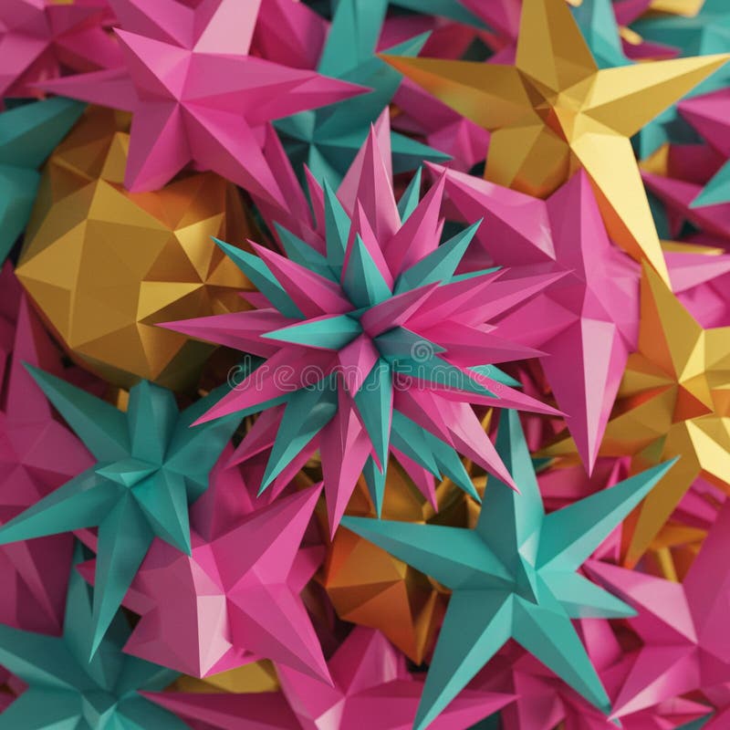 Geometric Abstract Design with a Collection of 3D, Multi-colored ...