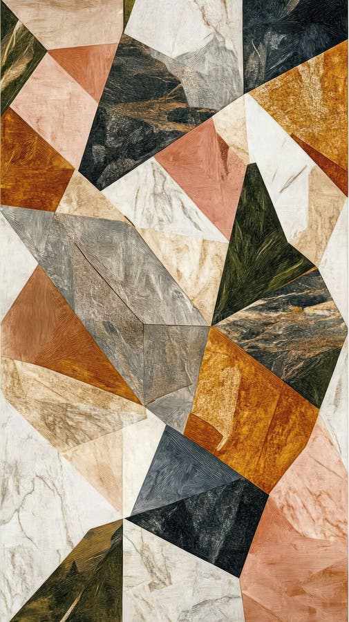 A Geometric Abstract Design Featuring Various Earthy Tones and Textures ...