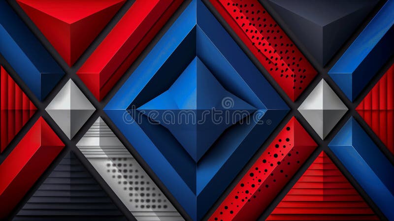 Geometric Abstract Design with Red, Blue, and Black Patterns Stock ...