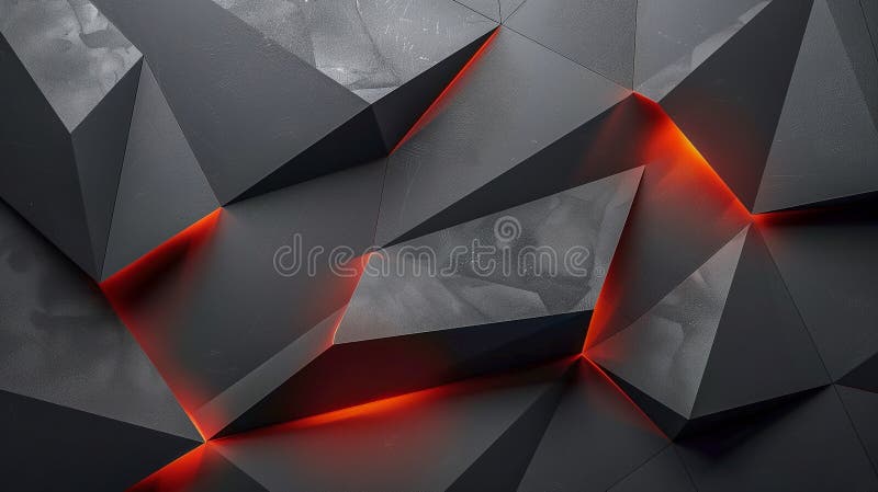 Geometric Abstract Design with Red Illuminated Edges Stock Illustration ...