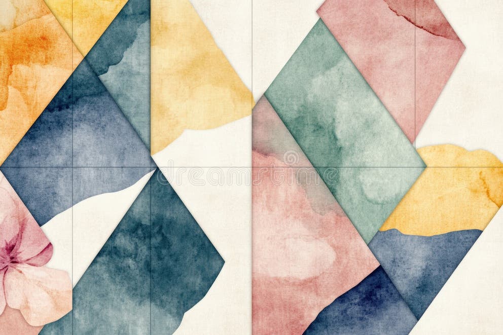 Geometric Abstract Design with Watercolor Interlocking Patterns for ...