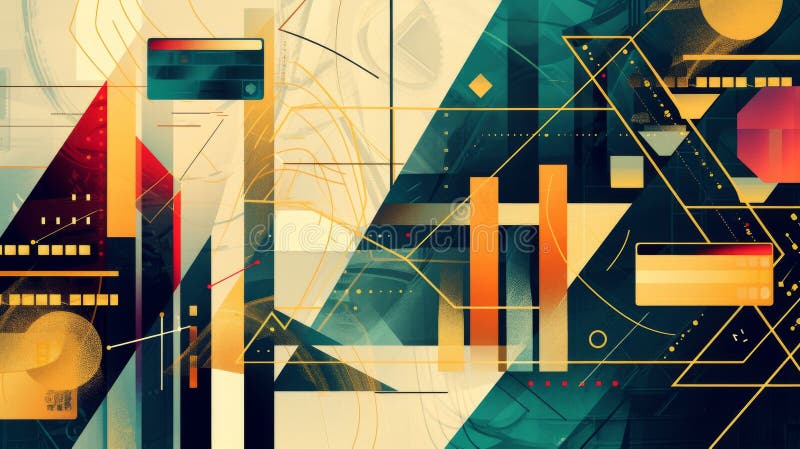 Geometric Abstract Digital Art with Bold Shapes Stock Photo - Image of ...