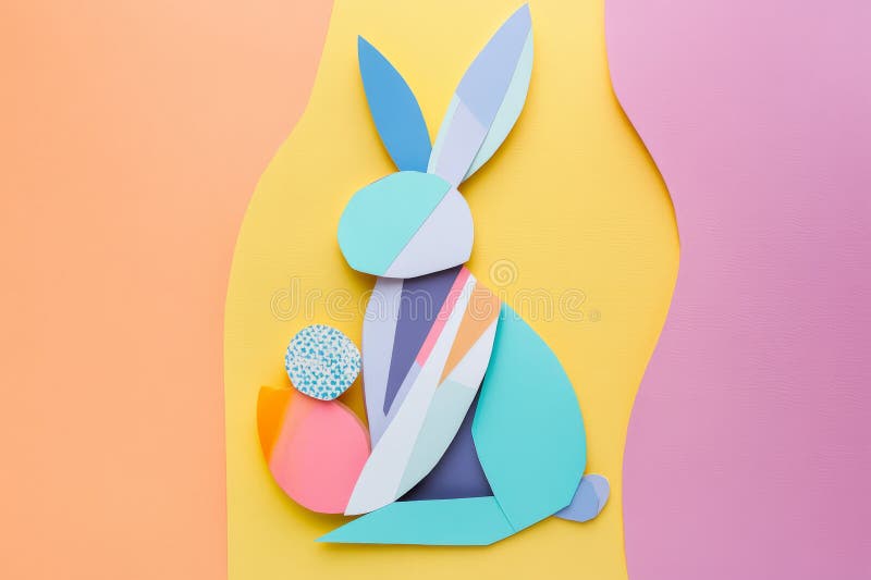 A Geometric, Abstract Easter Bunny Composed of Layered Paper Cutouts ...