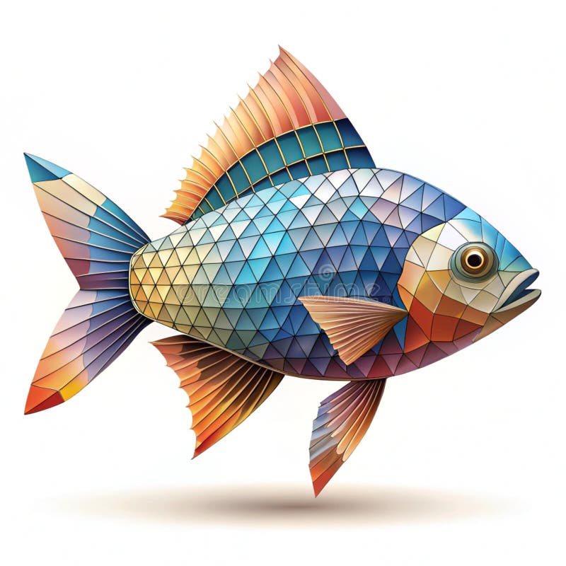 Geometric Abstract Fish with Scales Stock Illustration - Illustration ...