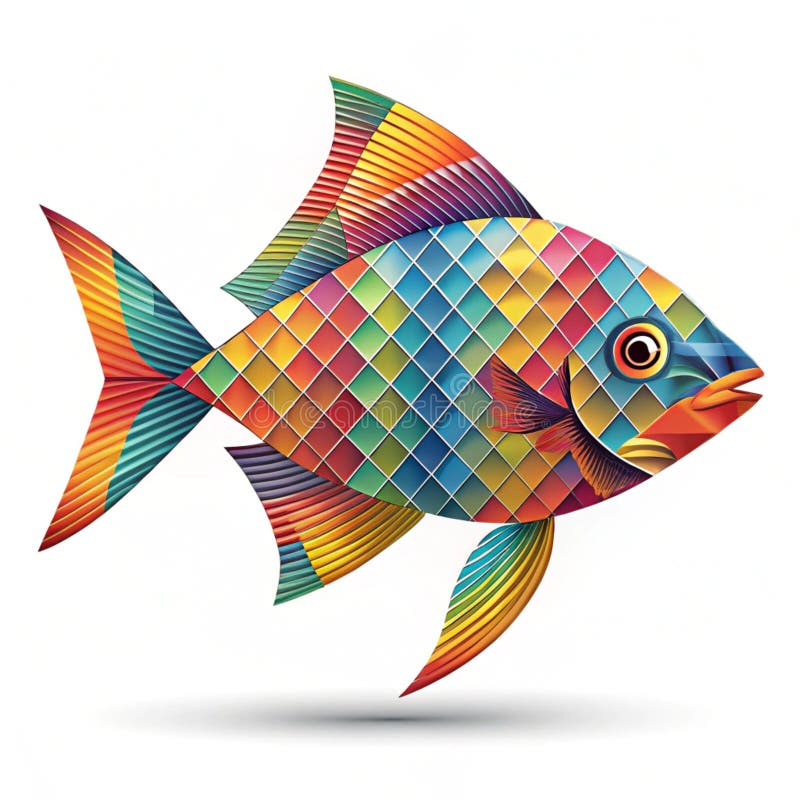 Geometric Abstract Fish with Zigzag Tail Stock Illustration ...