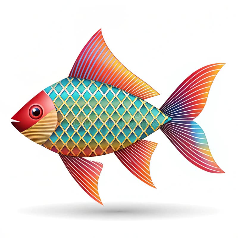 Geometric Abstract Fish with Zigzag Tail Stock Illustration ...