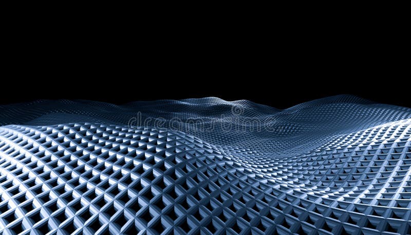 Geometric Abstract Grid Waves on a Black Background Stock Illustration ...