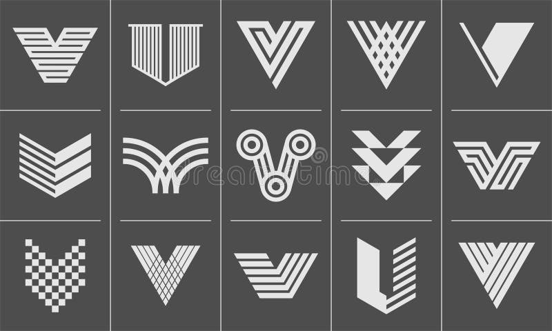 Geometric Abstract Line Letter V Logo Icon Design Bundle Stock Vector ...