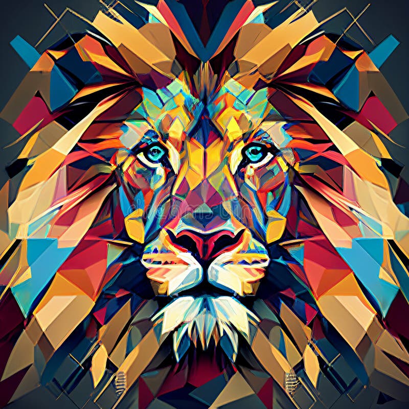 Lion Head Geometric Pattern Stock Illustrations – 454 Lion Head ...