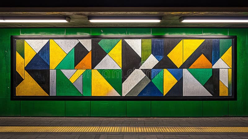 Geometric Abstract Mural Adorns Subway Wall Stock Illustration ...
