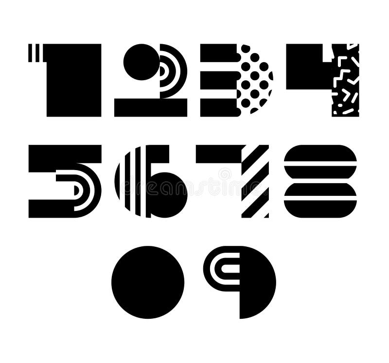 Geometric Retro Font Isolated. 90s 80s Style Stock Illustration ...