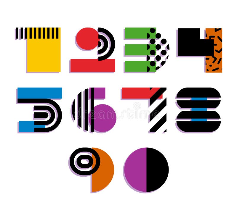 Geometric Colorful Font Isolated. 90s 80s Style Stock Illustration ...