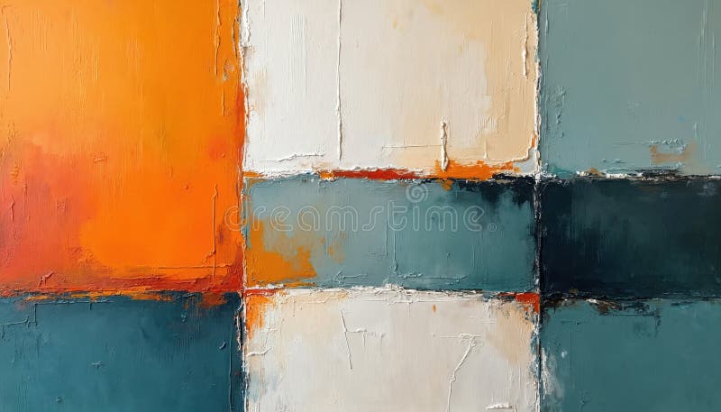 Geometric Abstract Painting Features Blend of Warm, Cool Tones Creating ...