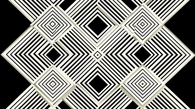 Geometric Abstract Pattern with Black and White Stripes and Diamond ...