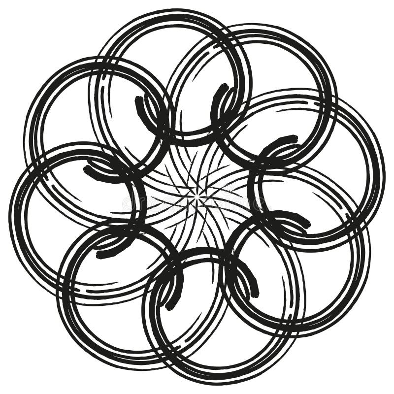 Geometric Abstract Pattern. Circular Overlapping Rings. Hand-drawn ...