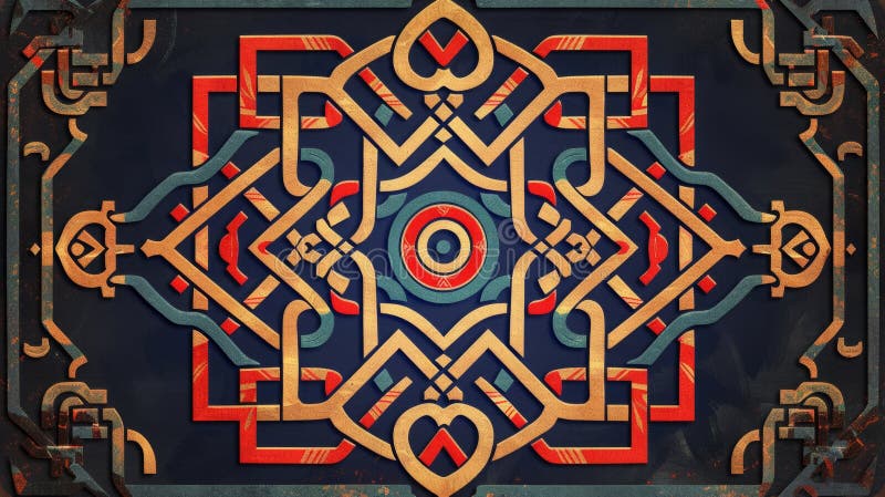 Geometric Abstract Pattern with Intricate Design on Dark Background ...