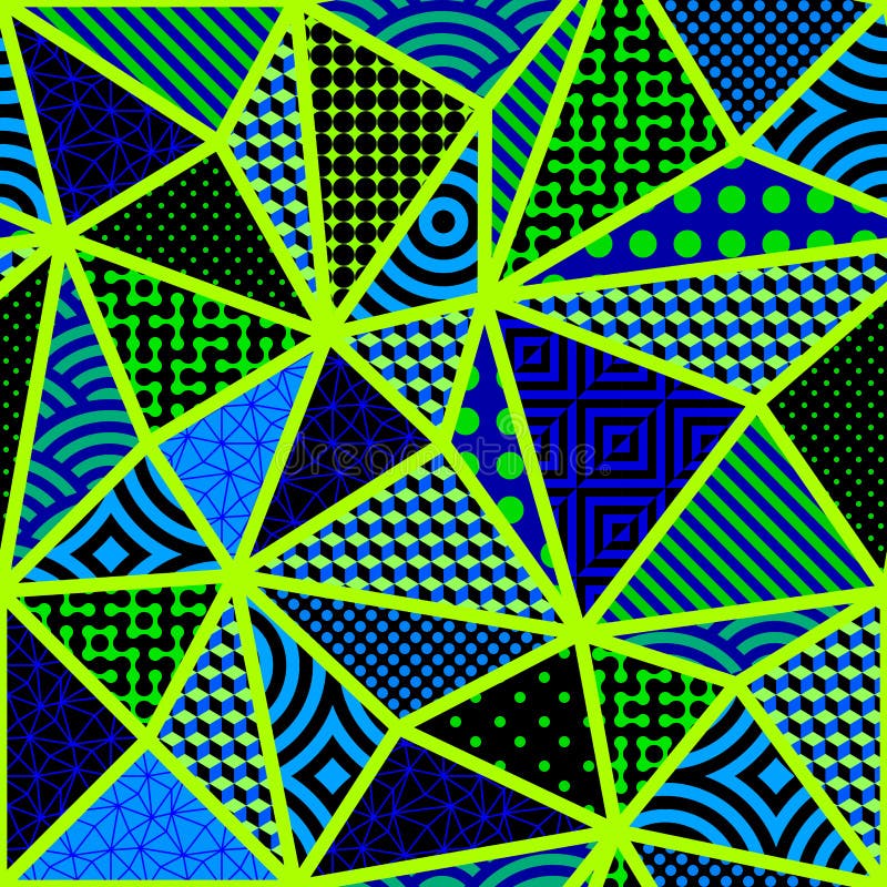 Geometric Abstract Pattern in Patchwork Style. Stock Vector - Illustration of lines, square ...