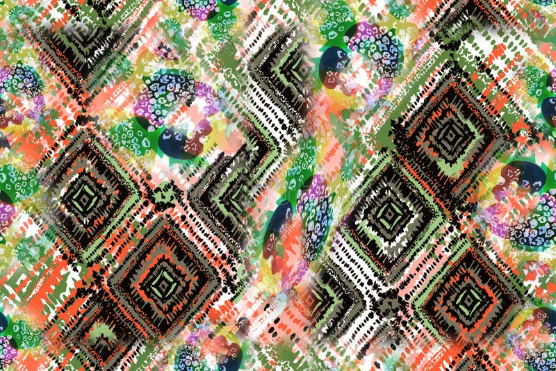 Abstract Colorful Block Print Pattern Stock Illustration - Illustration ...