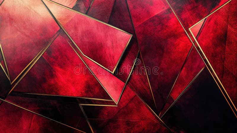 Geometric Abstract Pattern with Red and Gold Lines in Modern Art Style ...