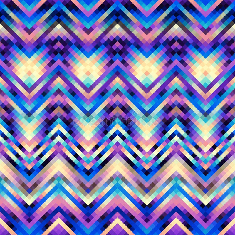 Chevron Pixel Art Seamless Pattern. Stock Vector - Illustration of ...