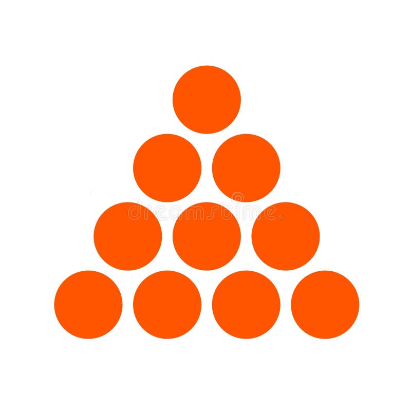 Geometric Abstract Pyramid Made of Orange Circles on White Background ...