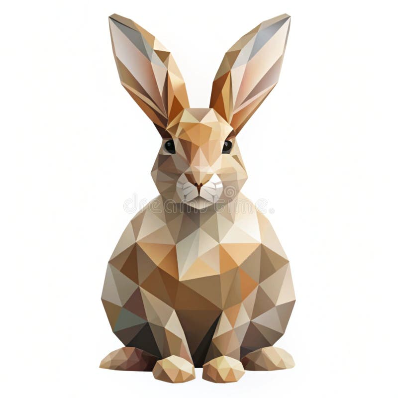 Geometric Abstract Rabbit with Circular Ears Stock Illustration ...