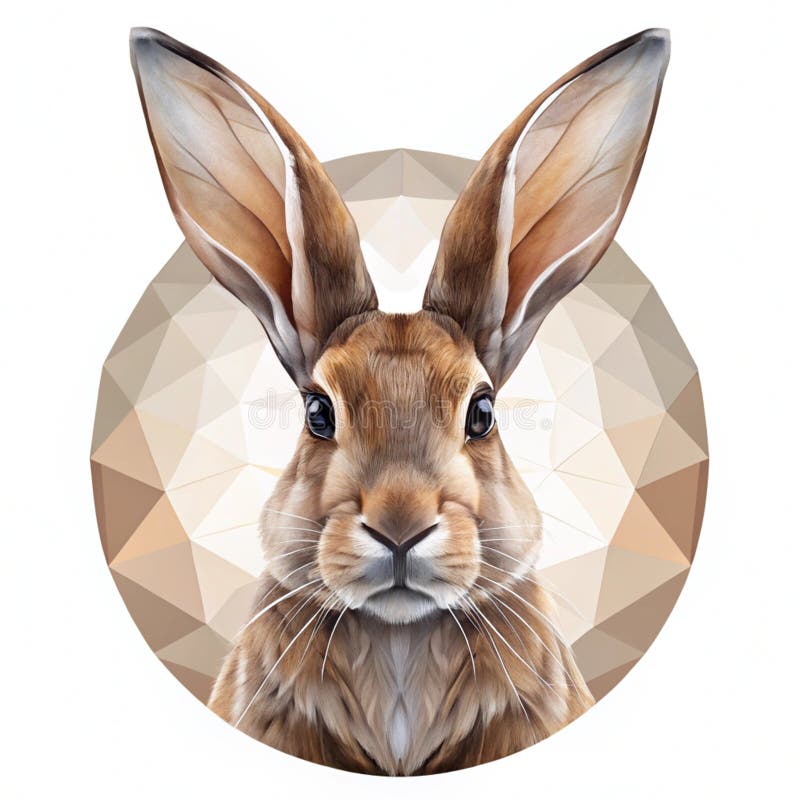 Geometric Abstract Rabbit with Circular Ears Stock Illustration ...