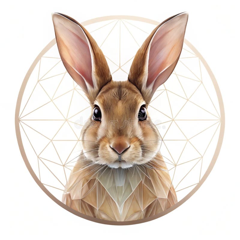 Geometric Abstract Rabbit with Circular Ears Stock Illustration ...