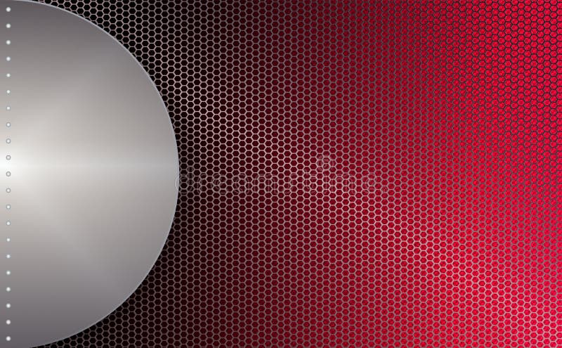 Geometric Red Mesh Background with a Round Frame of Light Metallic Hue ...