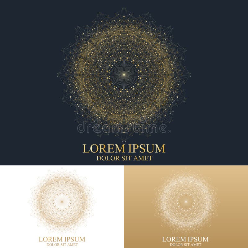 Geometric Abstract Round Form with Connected Line and Dots. Graphic ...