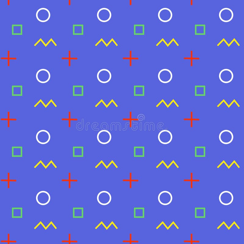 Geometric Abstract Seamless Pattern with Different Shapes. Retro ...