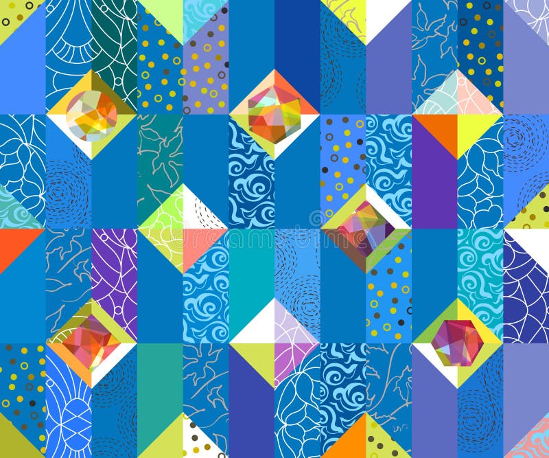 Geometric Abstract Seamless Pattern. Patchwork Motif Background Stock Vector - Illustration of ...