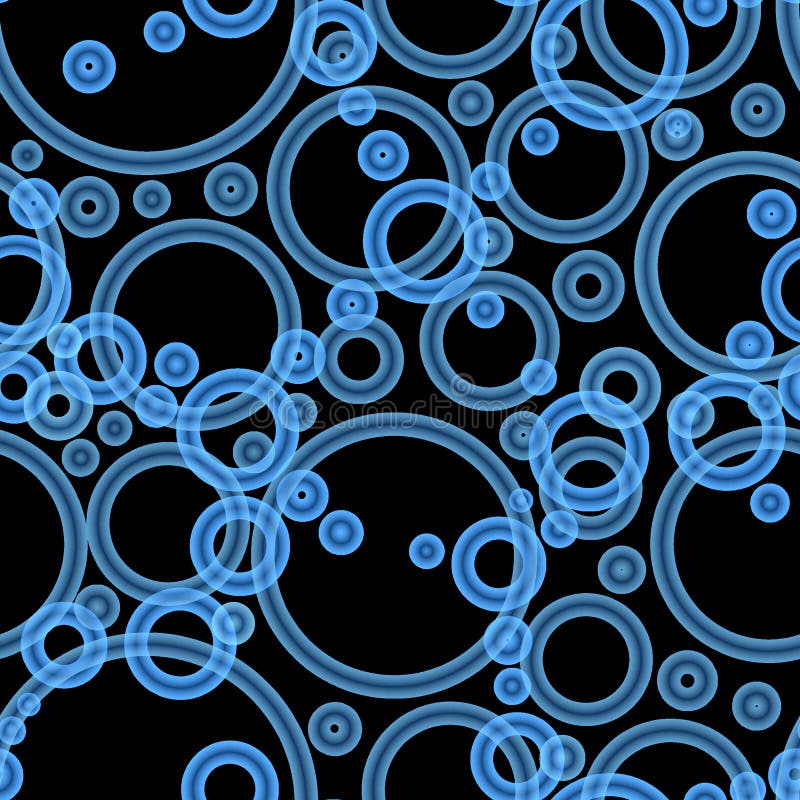 Geometric Abstract Seamless Pattern Randomly Azure Rings on Black ...