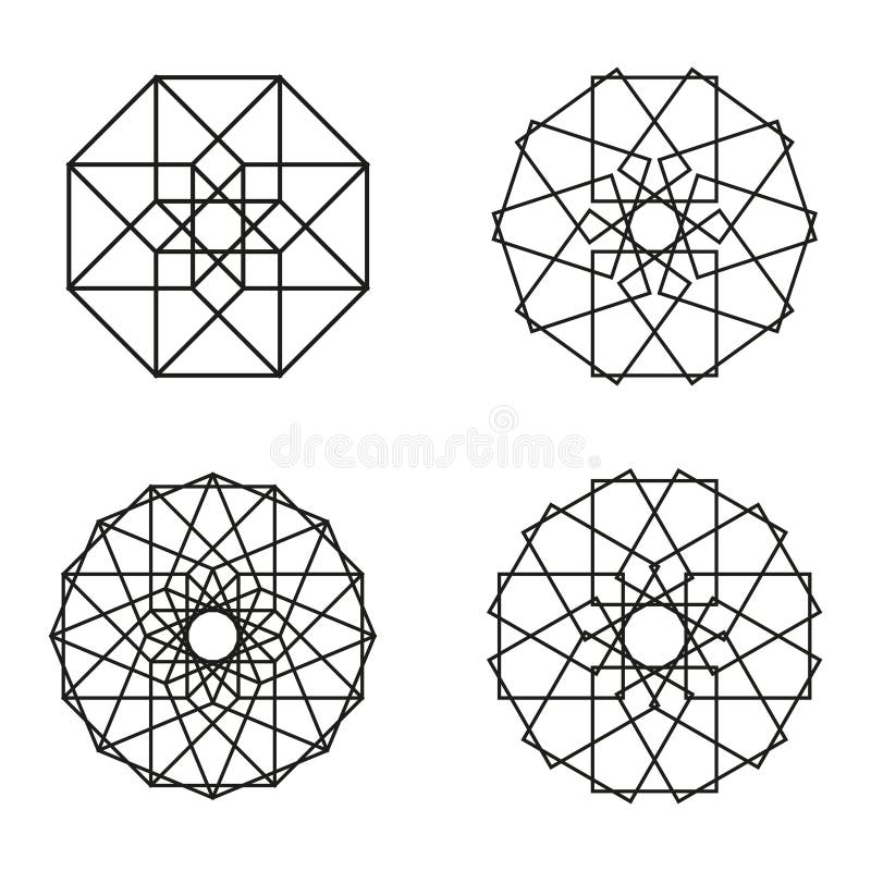 Geometric Abstract Shapes. Black White Symmetry. Rotational Pattern ...