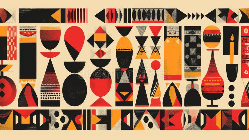 Geometric Abstract Shapes in Bold Retro Style Stock Image - Image of ...