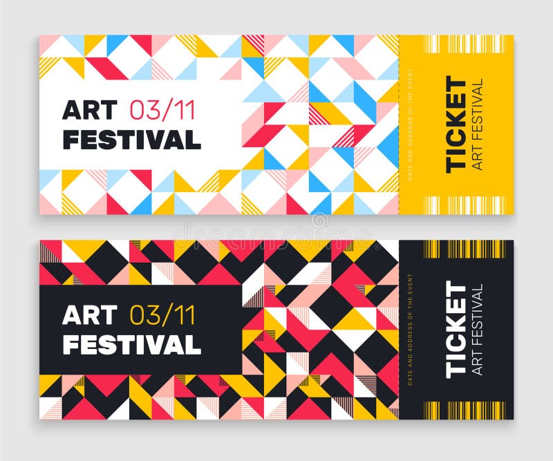 Geometric Abstract Shapes Flat Tickets Set Stock Illustration ...
