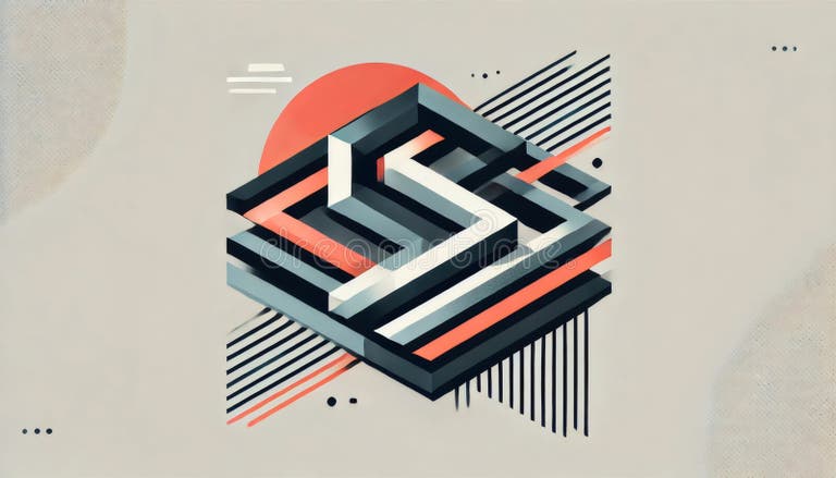 Geometric Abstract Snake Slithering through Isometric Dimensions with ...
