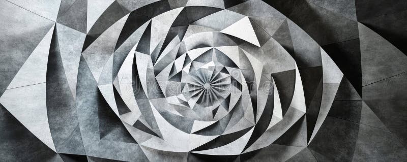 Geometric Abstract Spiral Pattern in Grayscale Stock Image - Image of ...