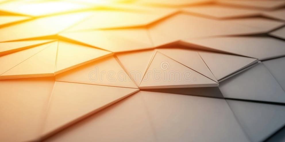 Geometric Abstract Surface with Golden Light and Triangular Patterns ...