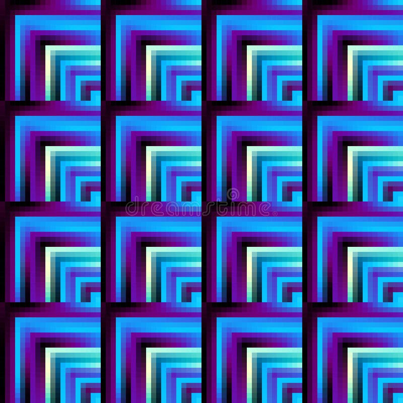 Geometric Abstract Symmetric Pattern in Pixel Art Style. Stock Vector ...