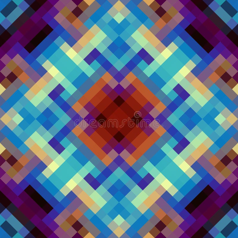 Geometric Abstract Symmetric Pattern in Pixel Art Style. Stock Vector ...