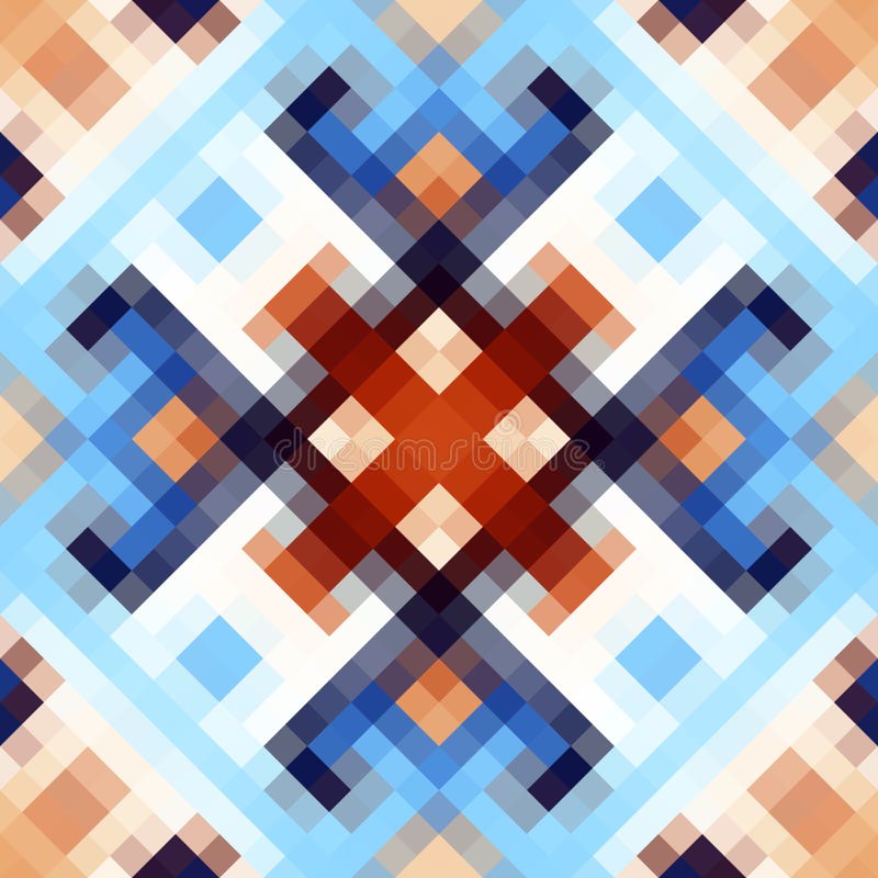 Geometric Abstract Symmetric Pattern in Pixel Art Style. Stock Vector ... Geometric Abstract Symmetric Pattern in Pixel Art Style. Stock Vector ...